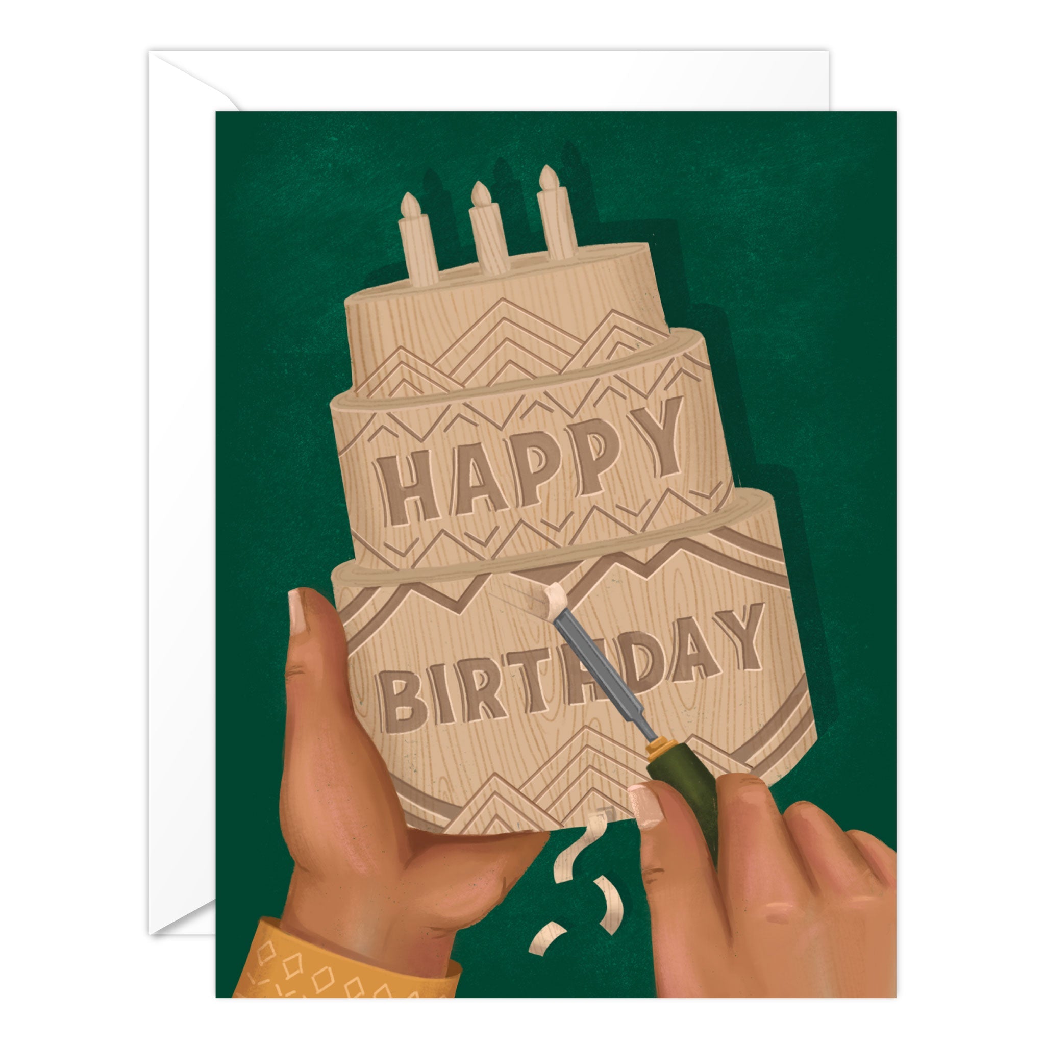 (6-PACK) Wood Carved Cake – Golden Peach Greetings - Wholesale